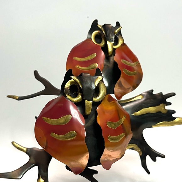 Wall Decor | Mid Century Modern Owls 3d Brutalist Metal Copper Wall ...